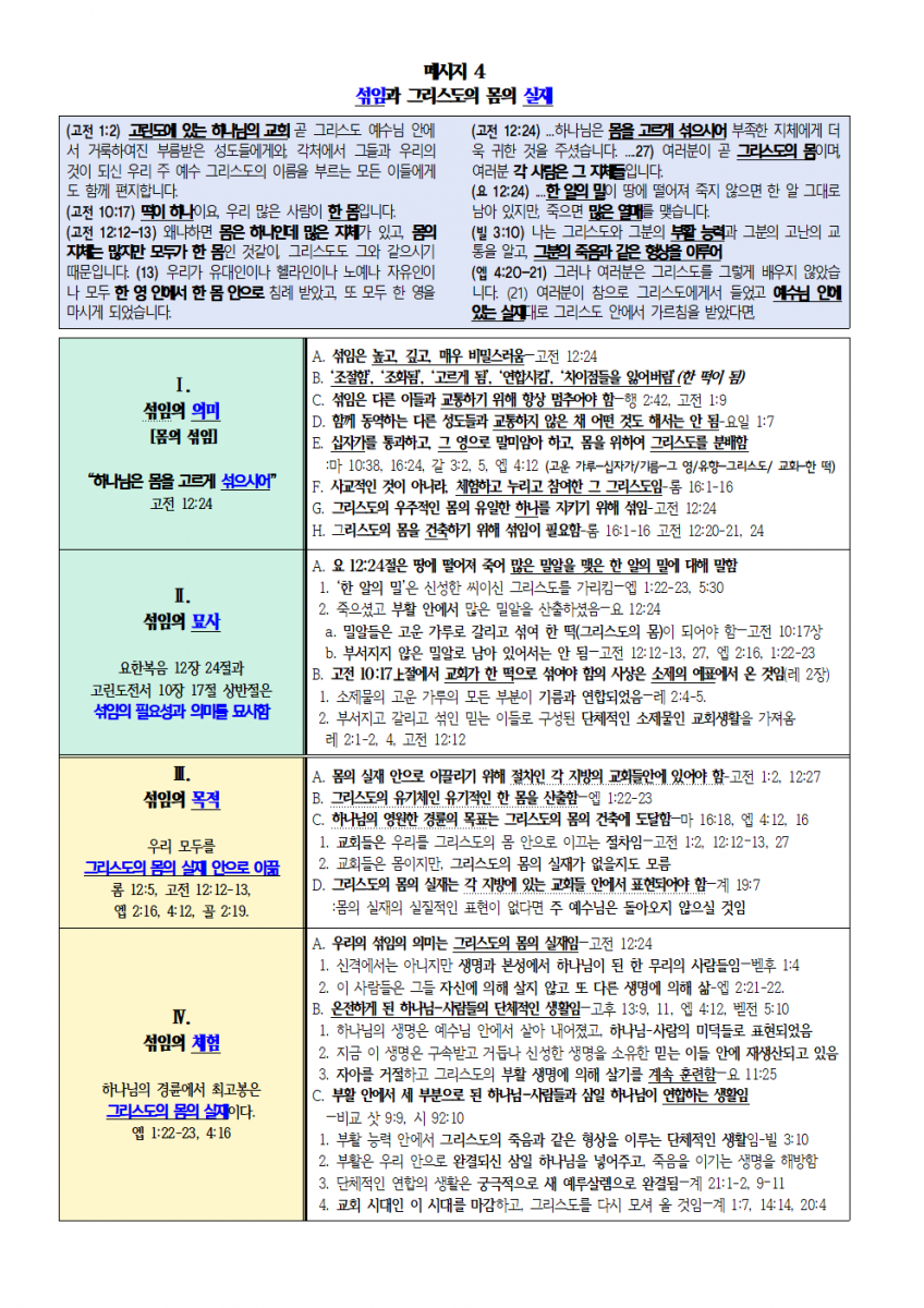 성경진리사역원(BTMK) | [2023년 여름 훈련] - M4 섞임과 그리스도의 몸의 실재
